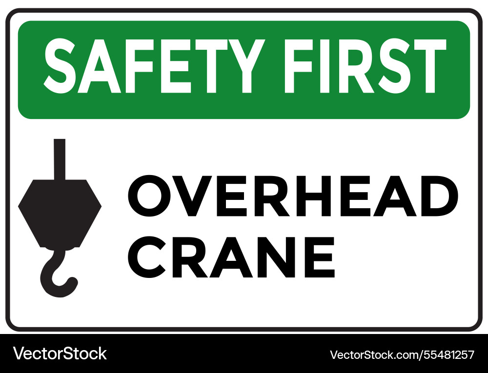 Safety first overhead crane warning signage Vector Image