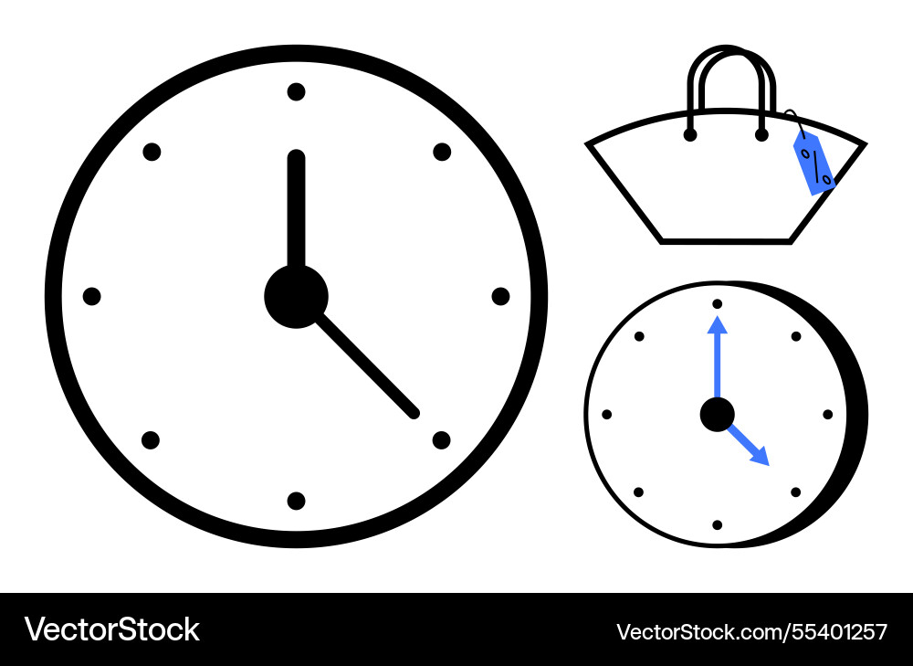 Simplified time management concept with clock Vector Image