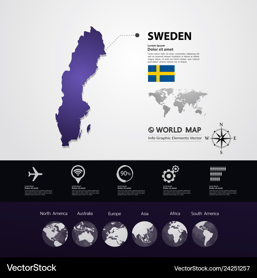Sweden map Royalty Free Vector Image - VectorStock