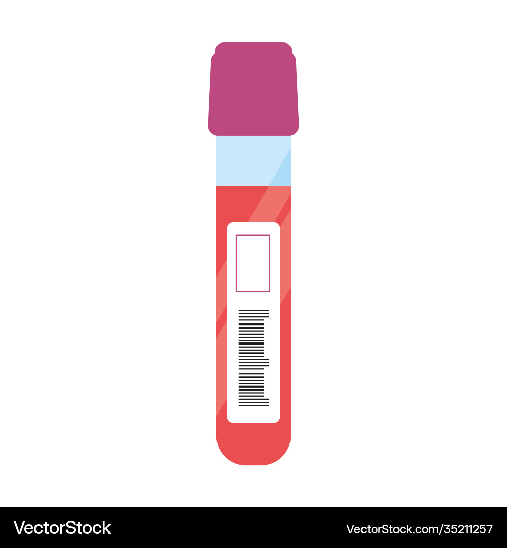 Test tube icon with barcode medical laboratory Vector Image