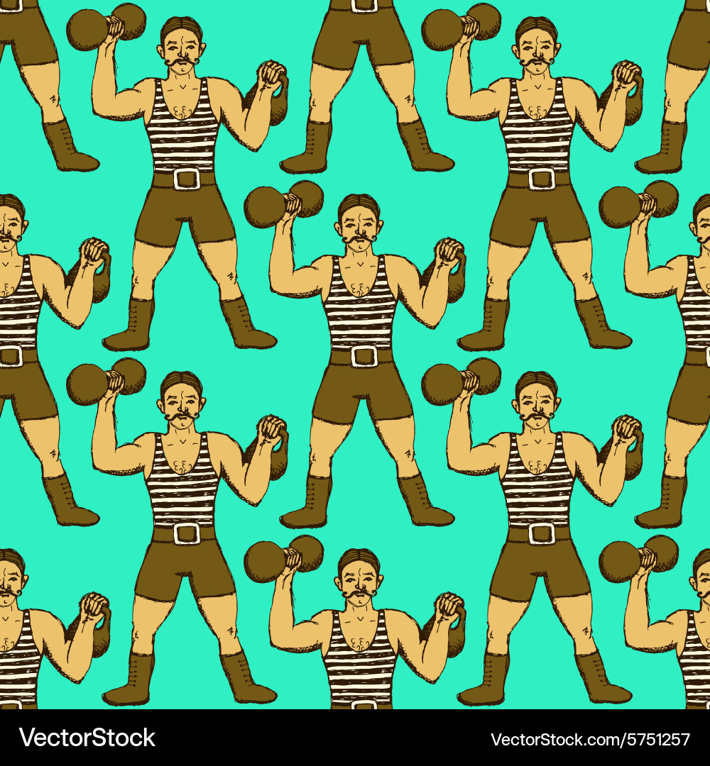 Vintage Strongman Pattern Royalty Free Vector Image