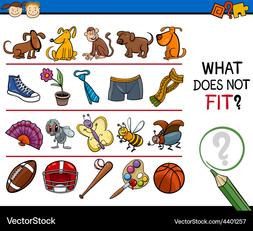 What does not fit game cartoon Royalty Free Vector Image