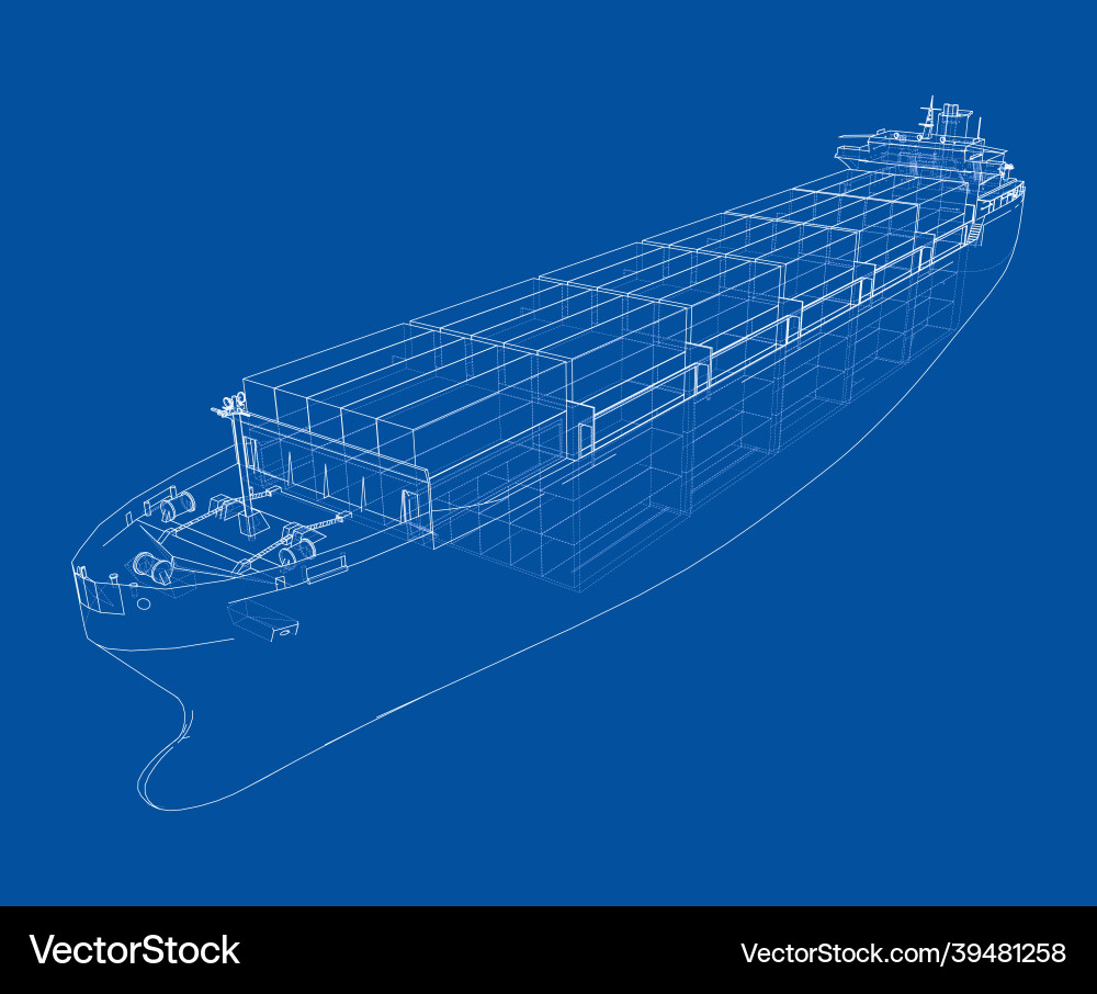 Cargo ship with containers Royalty Free Vector Image