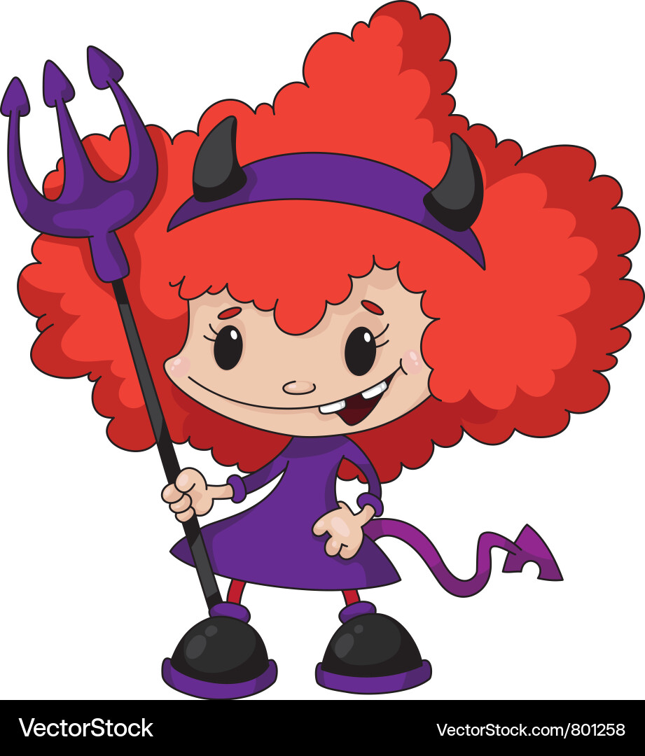 Cute devil girl Royalty Free Vector Image - VectorStock