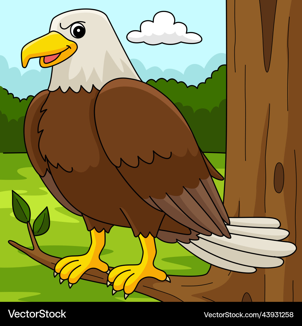 Eagle animal colored cartoon Royalty Free Vector Image