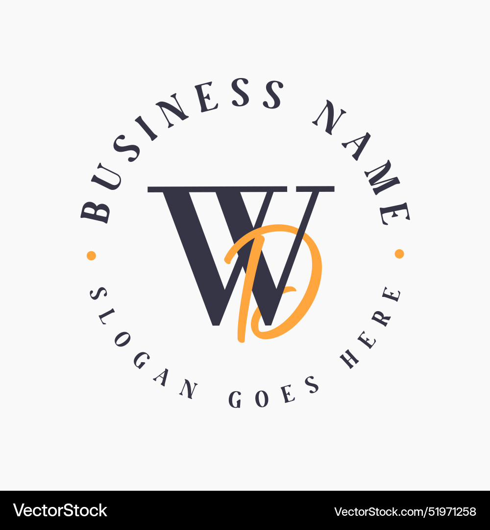 Elegant letter wd initials logo for corporate Vector Image