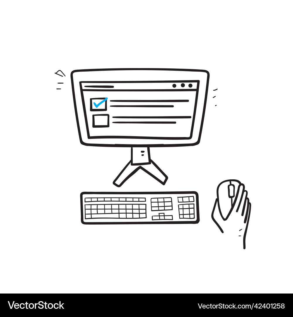 Hand drawn doodle online test survey Royalty Free Vector