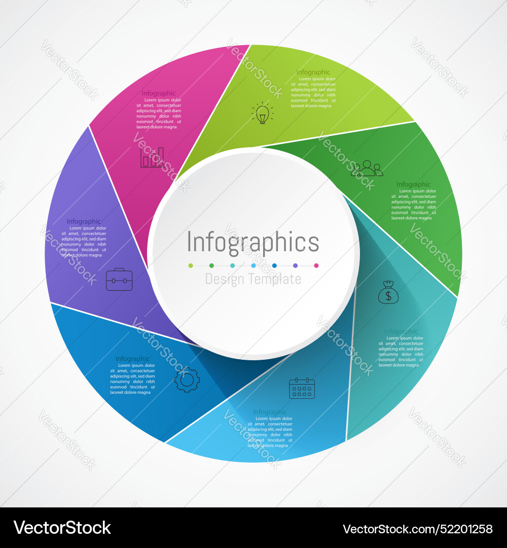 Infographic 7 options design element Royalty Free Vector