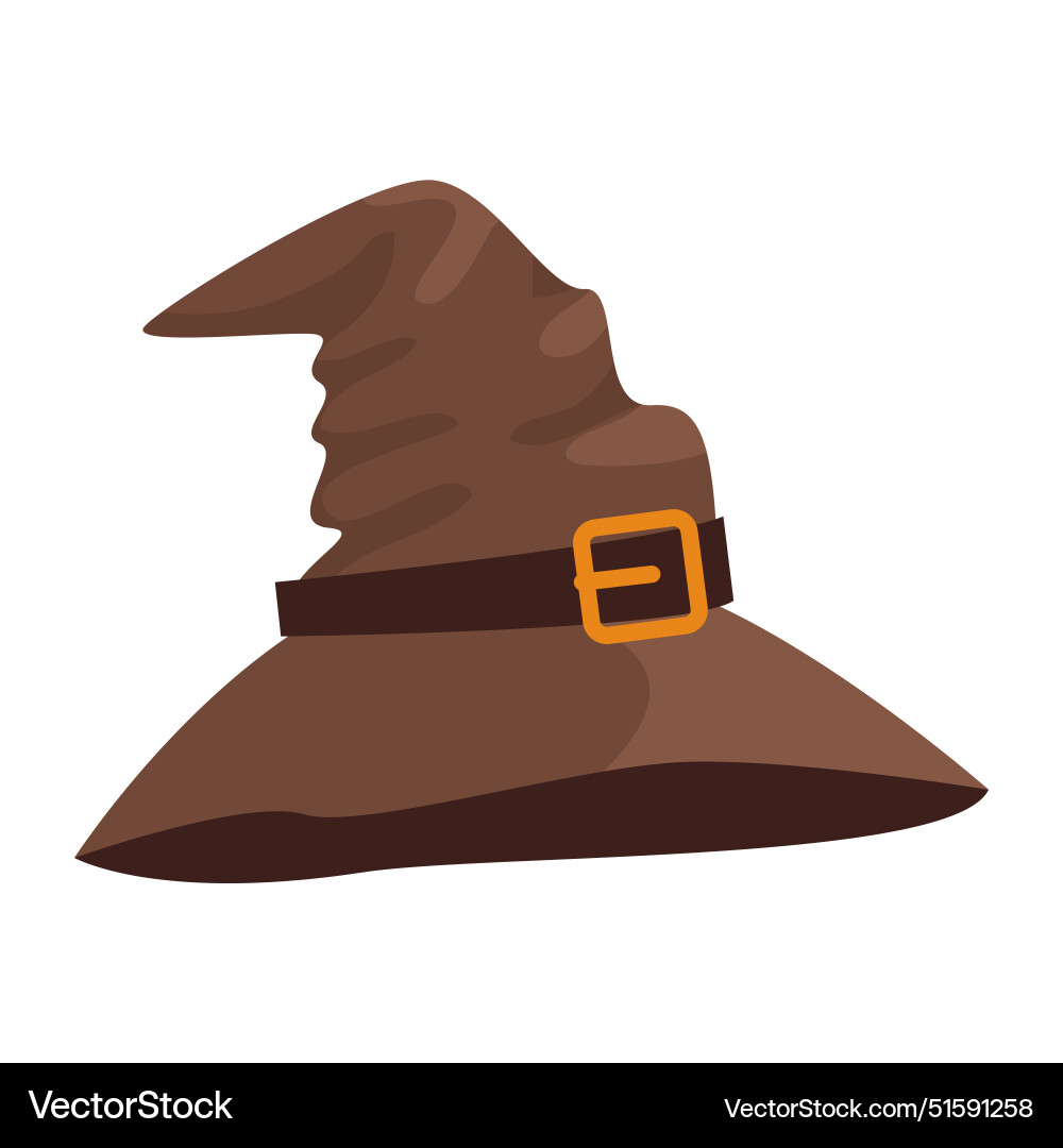 Magic brown witch hat in triangle shape halloween Vector Image
