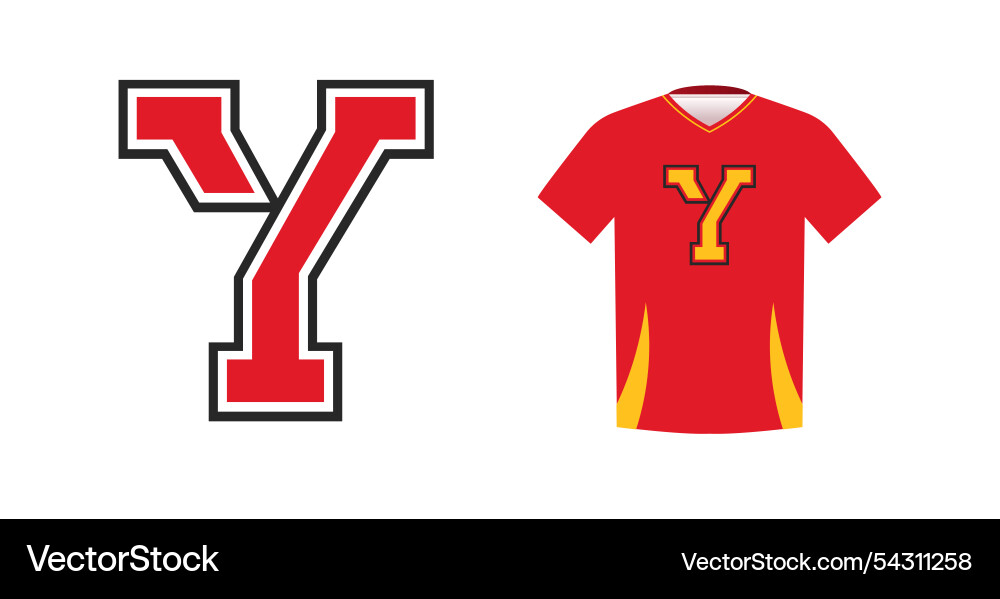Outlined bold letter y for varsity college Vector Image