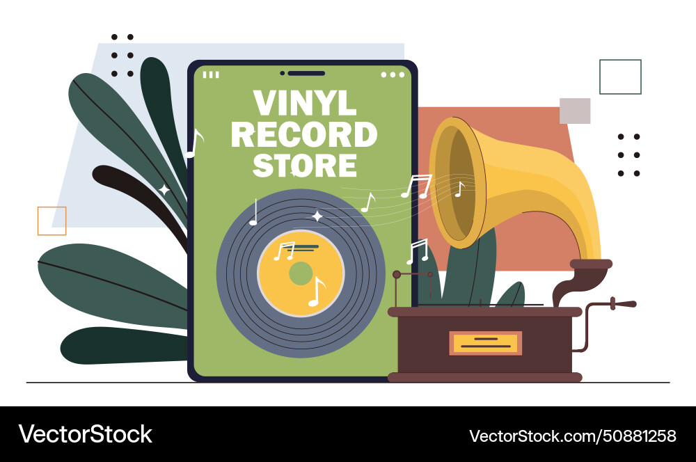 Vinyl record store concept Royalty Free Vector Image