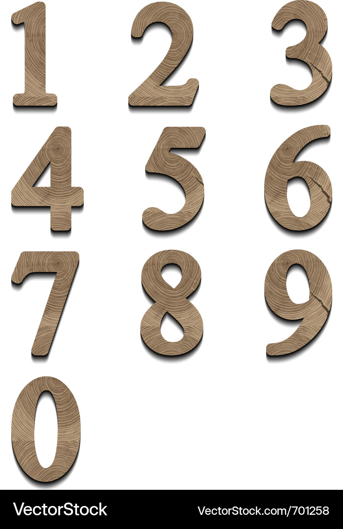 Wooden numbers Royalty Free Vector Image - VectorStock
