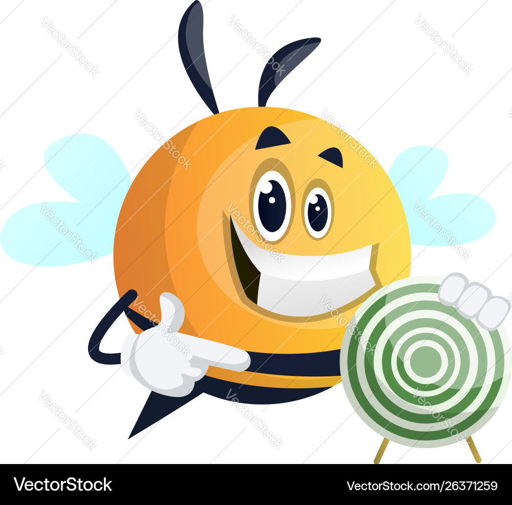 Bee showing target on white background Royalty Free Vector