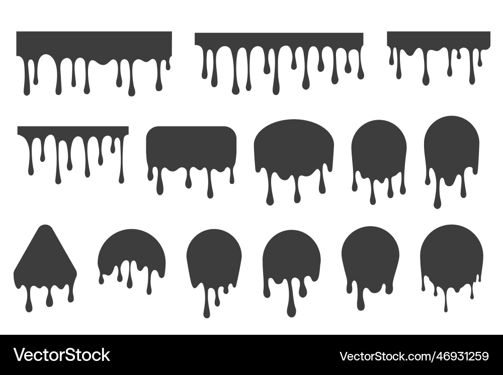 Black Liquid Drips & Drops Royalty Free Vector Image