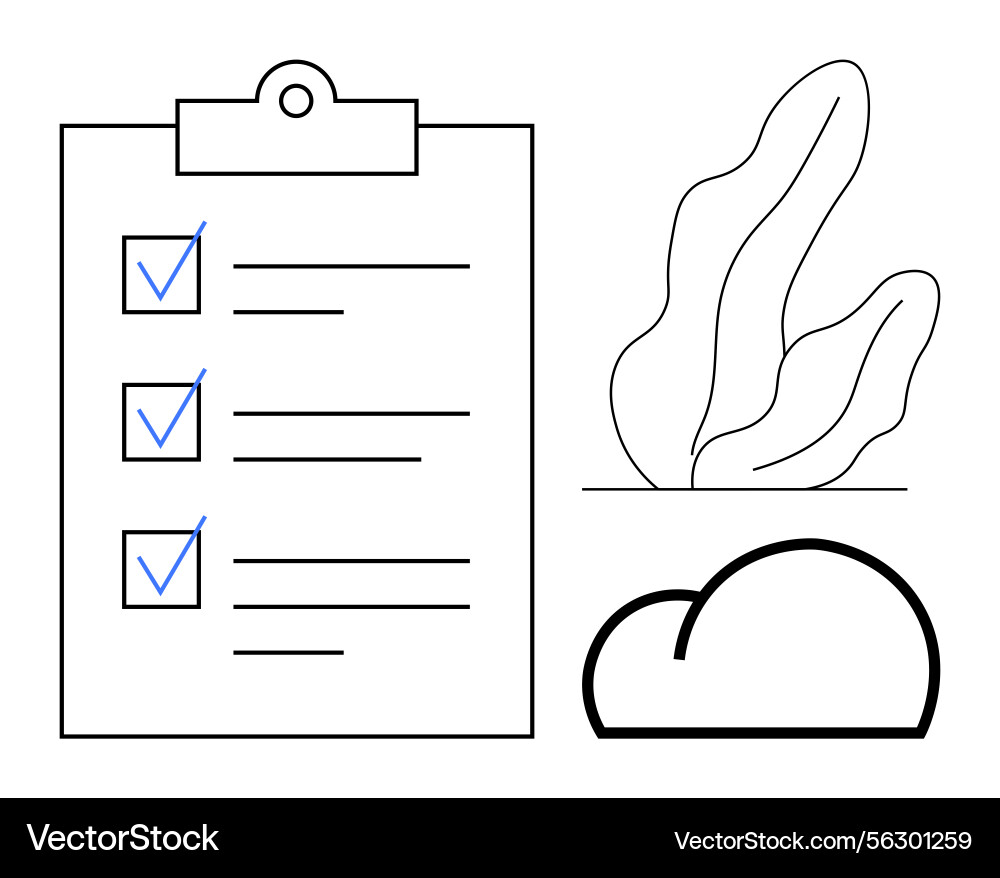 Checklist and nature elements highlighting Vector Image