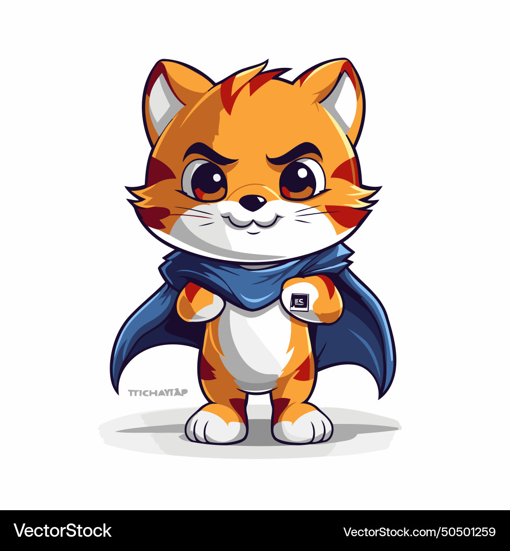 Cute cartoon fox superhero with cape isolated Vector Image