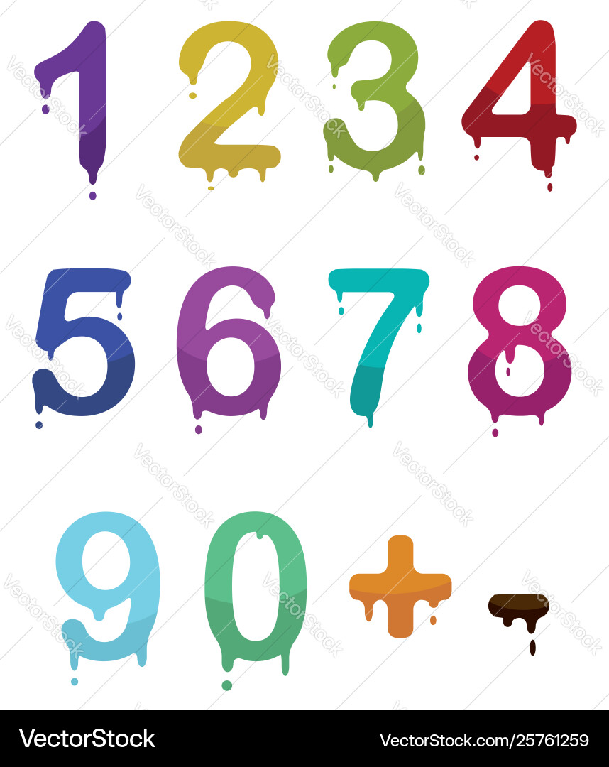 Drop numbers Royalty Free Vector Image - VectorStock