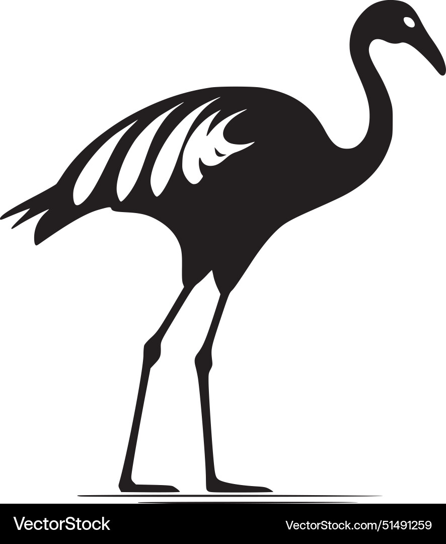 Flamingo - black and white isolated icon Vector Image