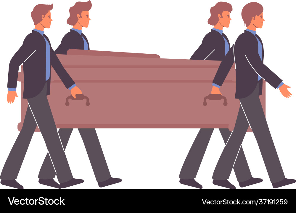 Funeral procession flat composition Royalty Free Vector