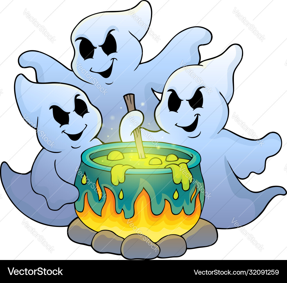 Ghosts stirring potion theme image 1 Royalty Free Vector