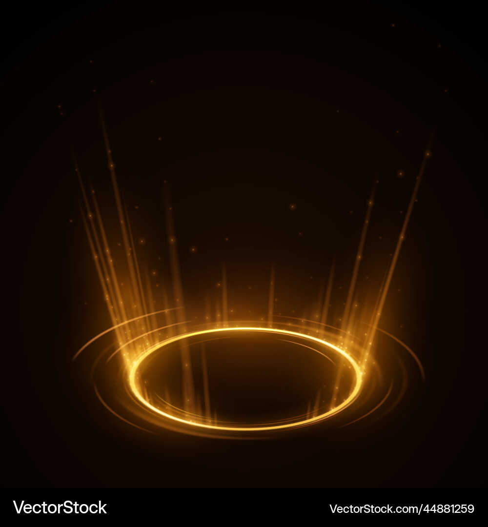 Gold light circle with rays Royalty Free Vector Image