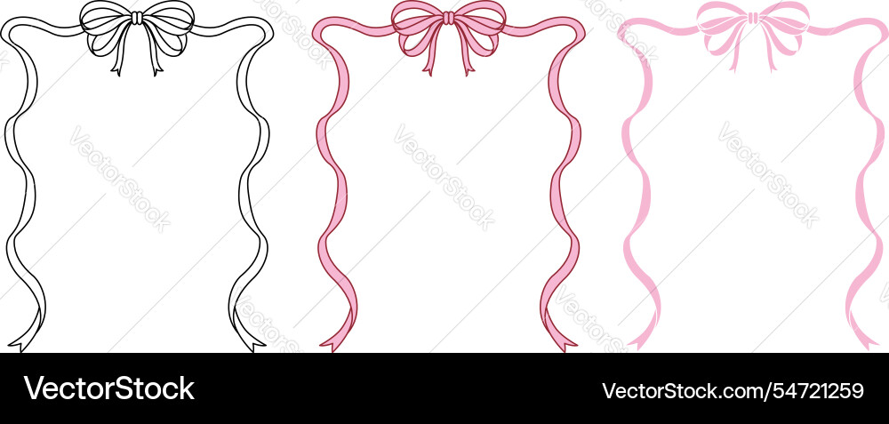 Hand drawn bow ribbon square frame with editable Vector Image