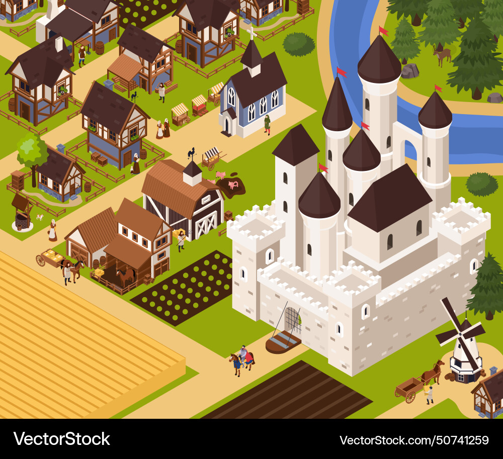 Medieval architecture background Royalty Free Vector Image