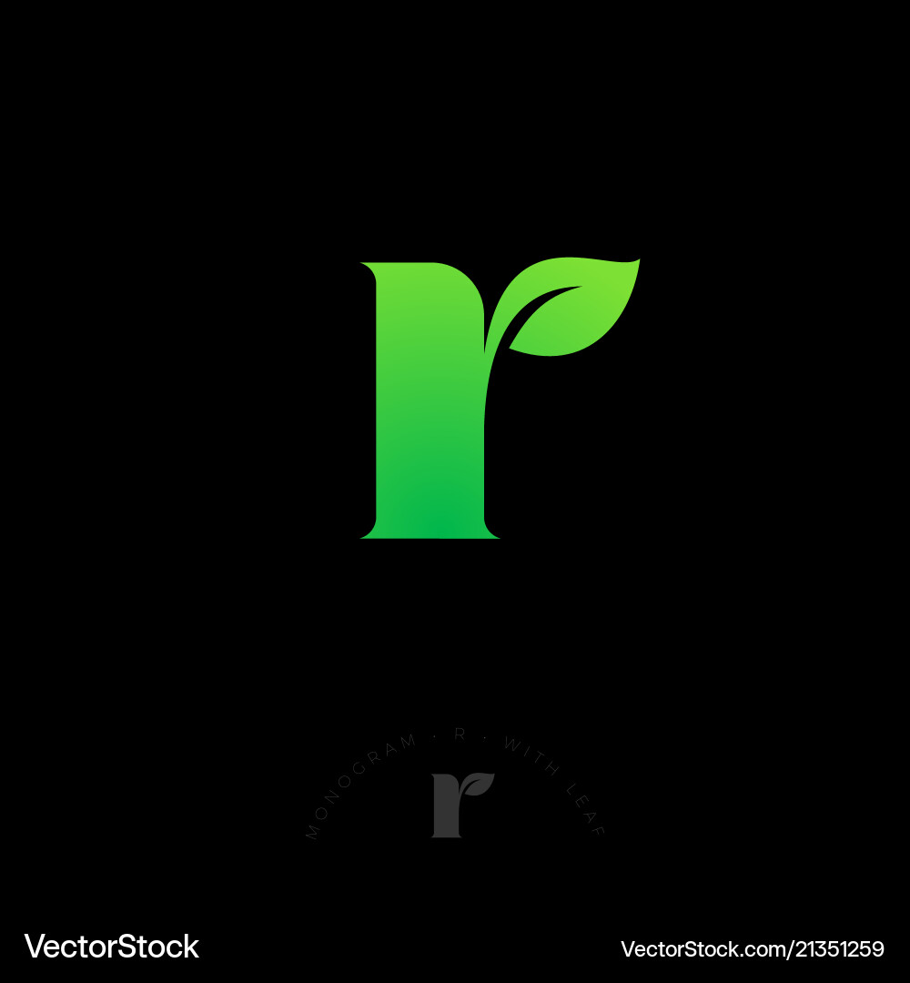 R letter web logo abstract leaves Royalty Free Vector Image