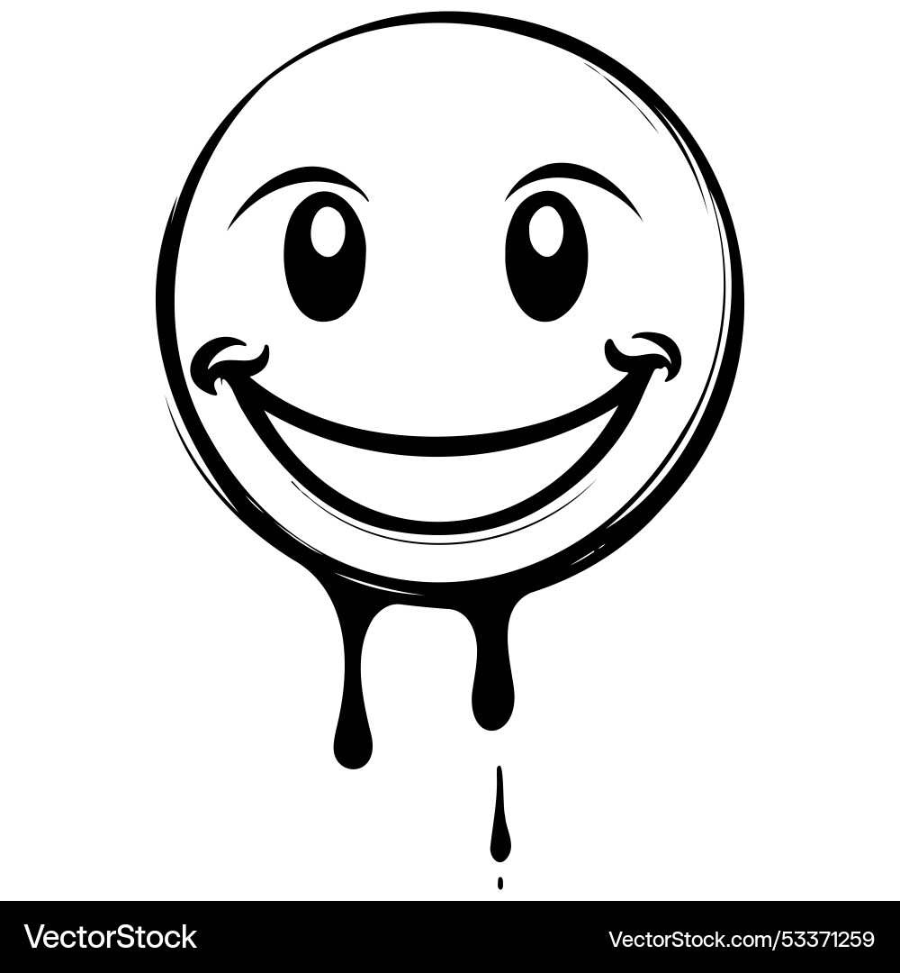 Realistic Smiley Face Line Art Royalty Free Vector Image