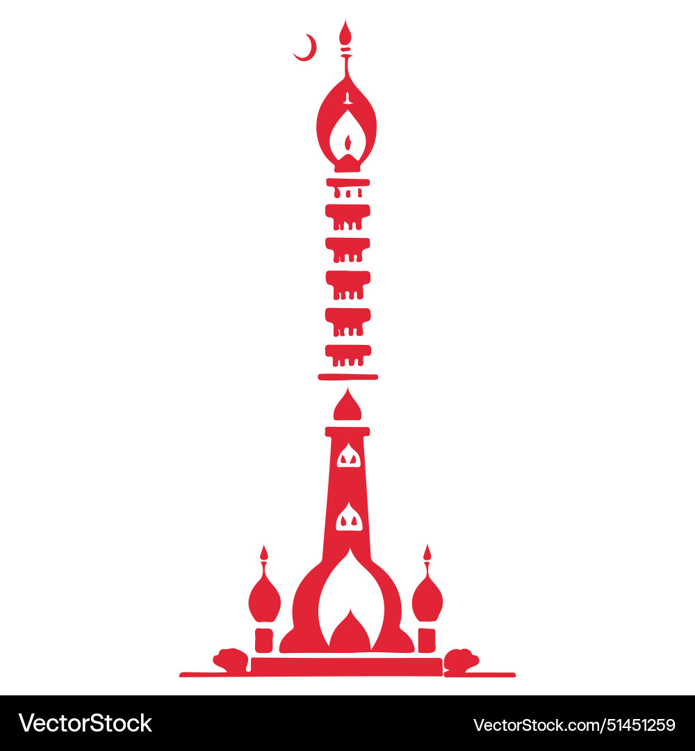 Red minaret ramadan sketch draw Royalty Free Vector Image