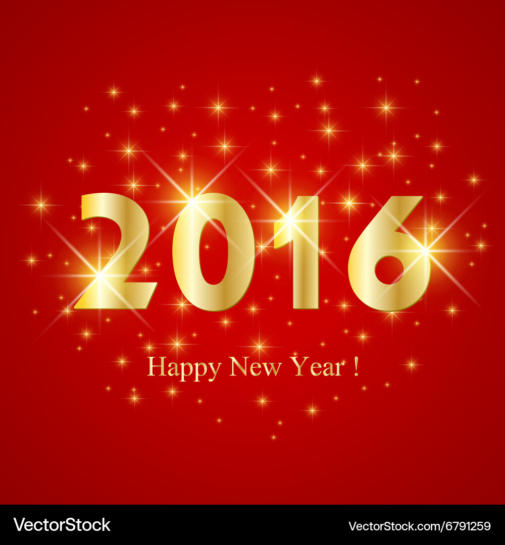 Text design happy new year 2016 on the red Vector Image
