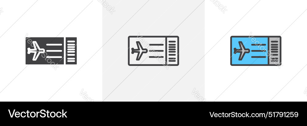 Ticket airline line icon set Royalty Free Vector Image