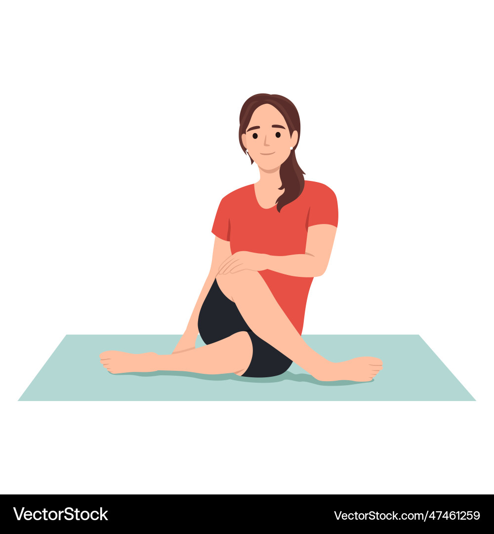 Woman doing seated twist stretch exercise Vector Image