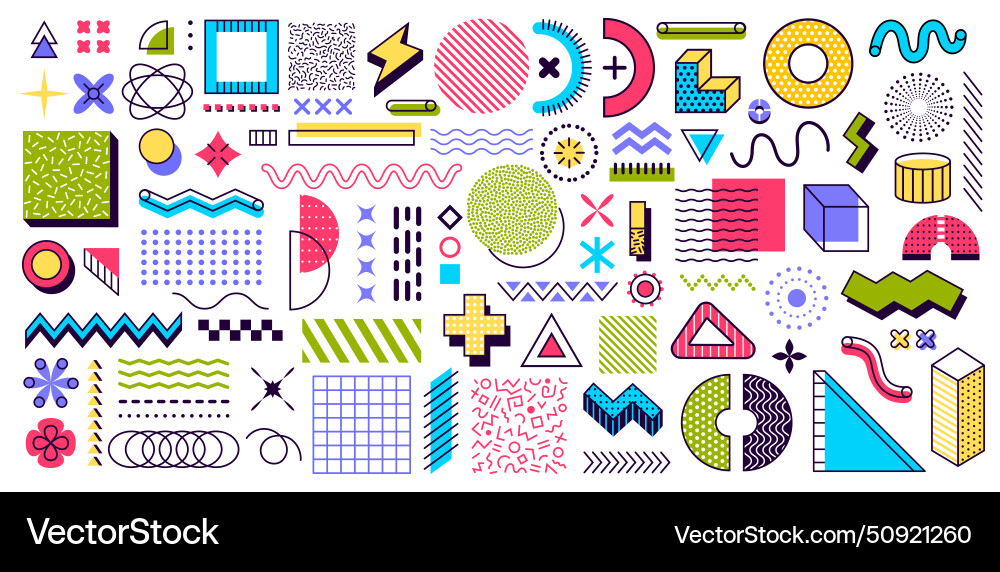 Abstract geometric memphis shapes and elements Vector Image