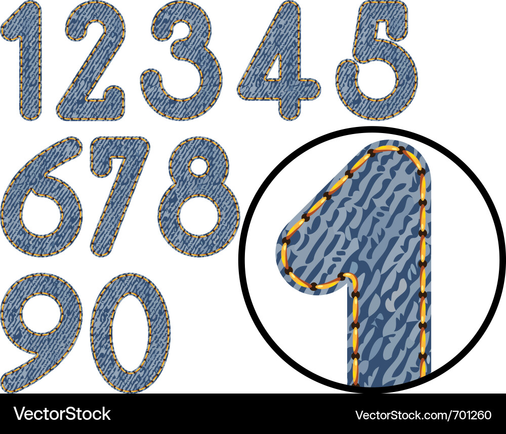 Denim numbers Royalty Free Vector Image - VectorStock