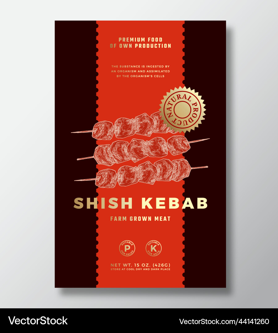 Farm grown shish kebabs abstract packaging Vector Image