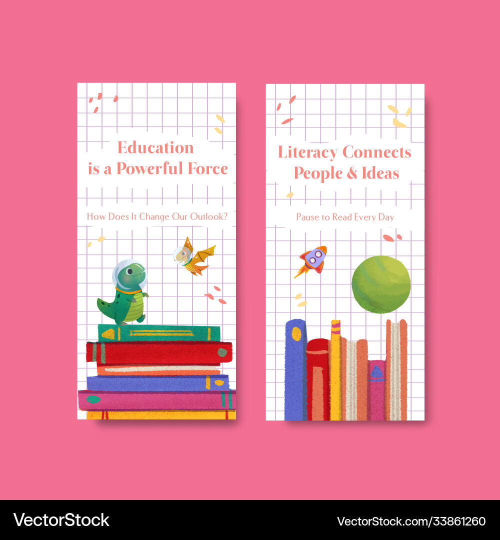 Flyer template with international literacy day Vector Image