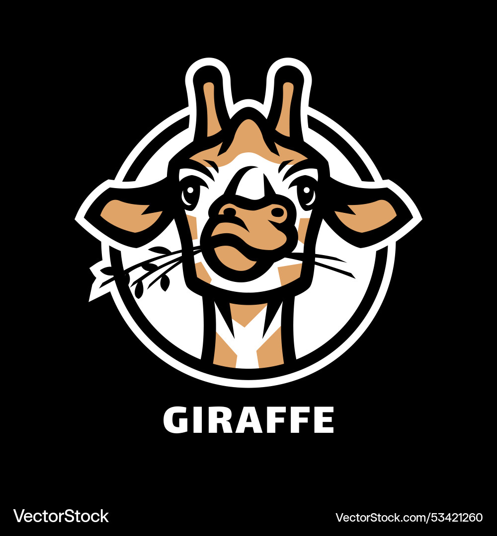 Giraffe head logo symbol on a dark background Vector Image