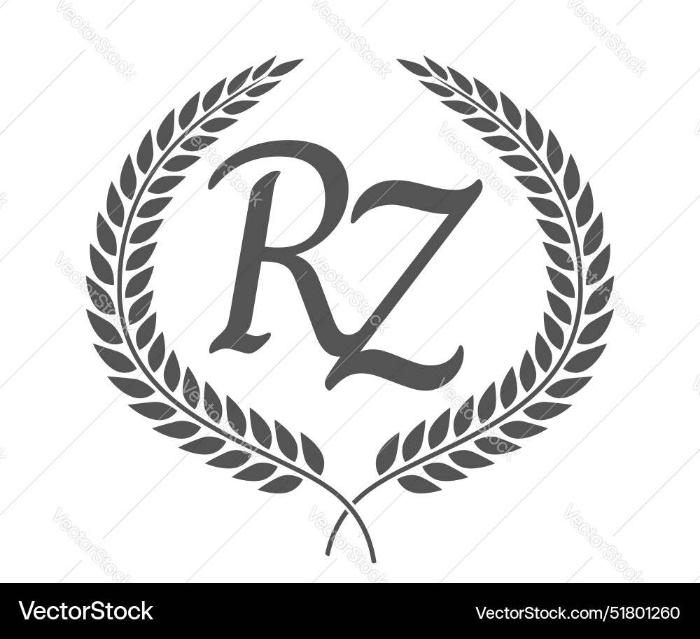 Initial letter r and z rz monogram logo design Vector Image