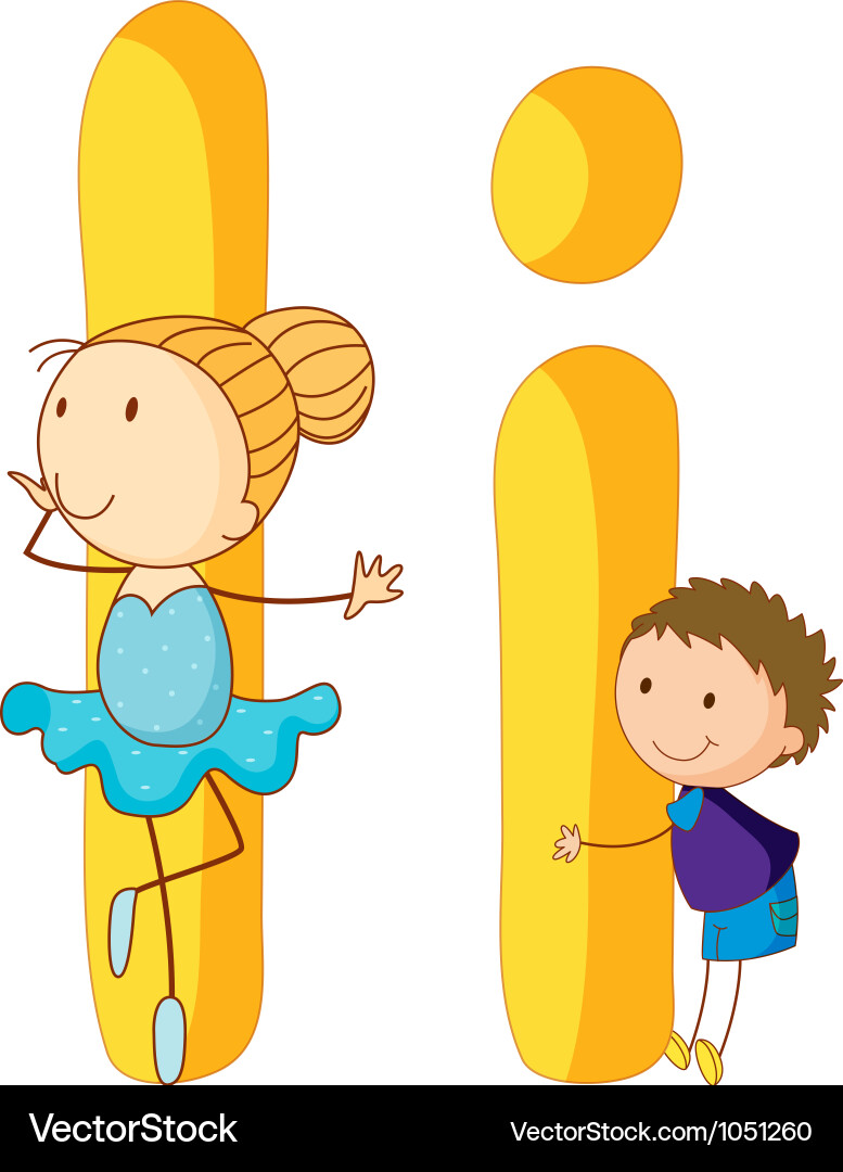 Kids in the letters series Royalty Free Vector Image