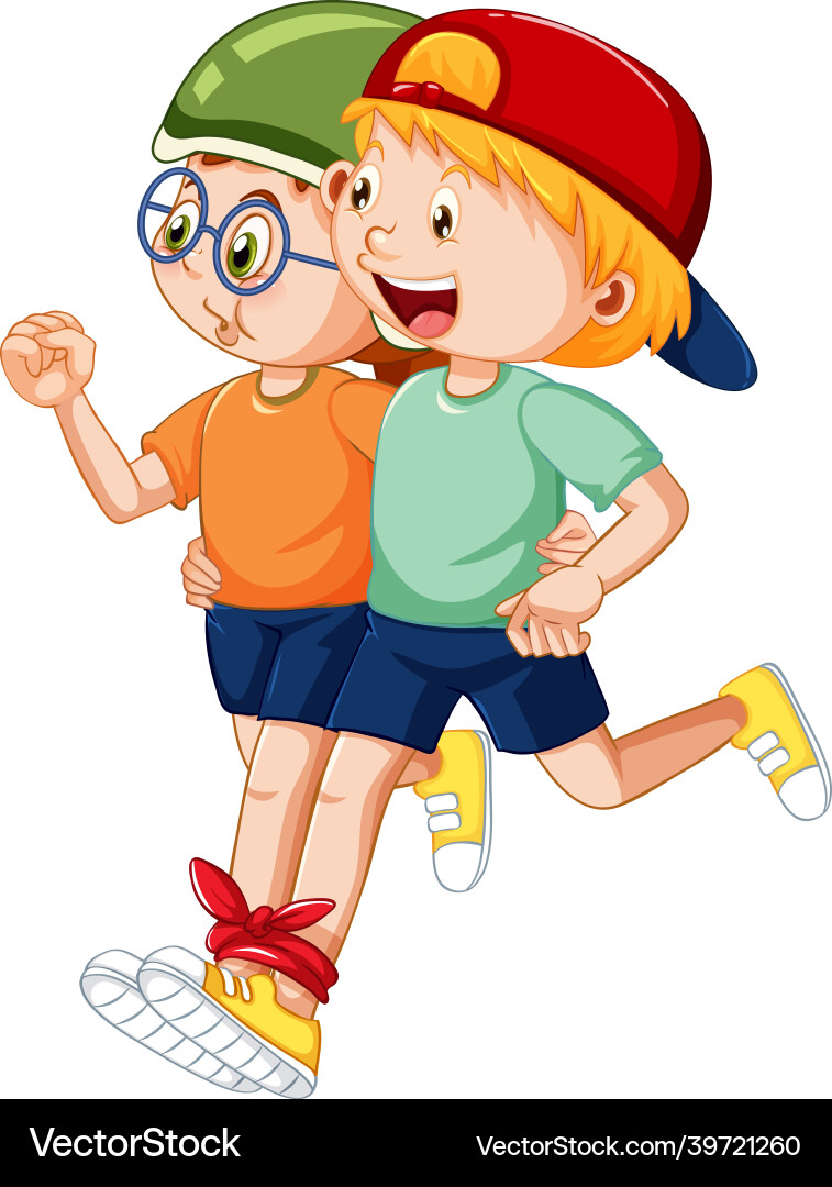 Kids Running a Three-Legged Race Royalty Free Vector Image