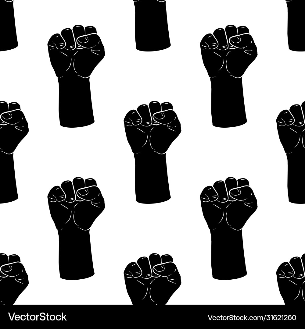 Raised fists silhouette seamless pattern vintage Vector Image