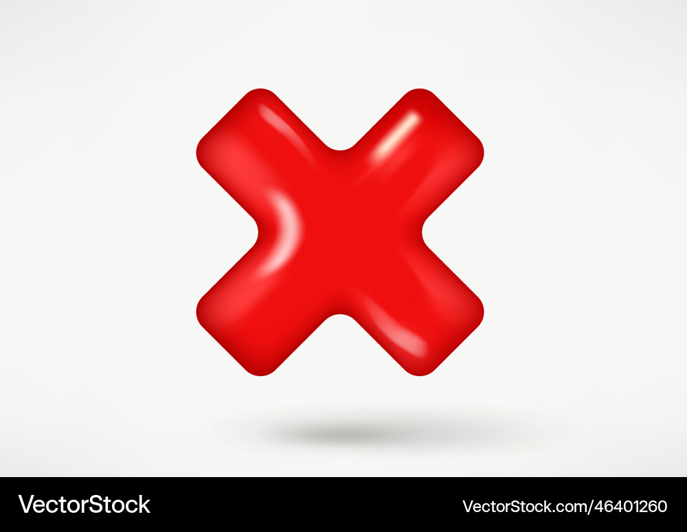 Red cross sign 3d isolated on white background Vector Image