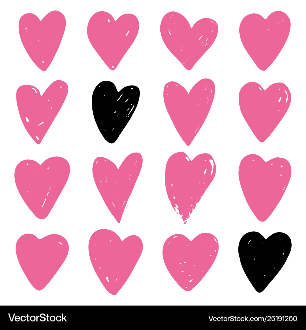 Set pink hearts Royalty Free Vector Image - VectorStock
