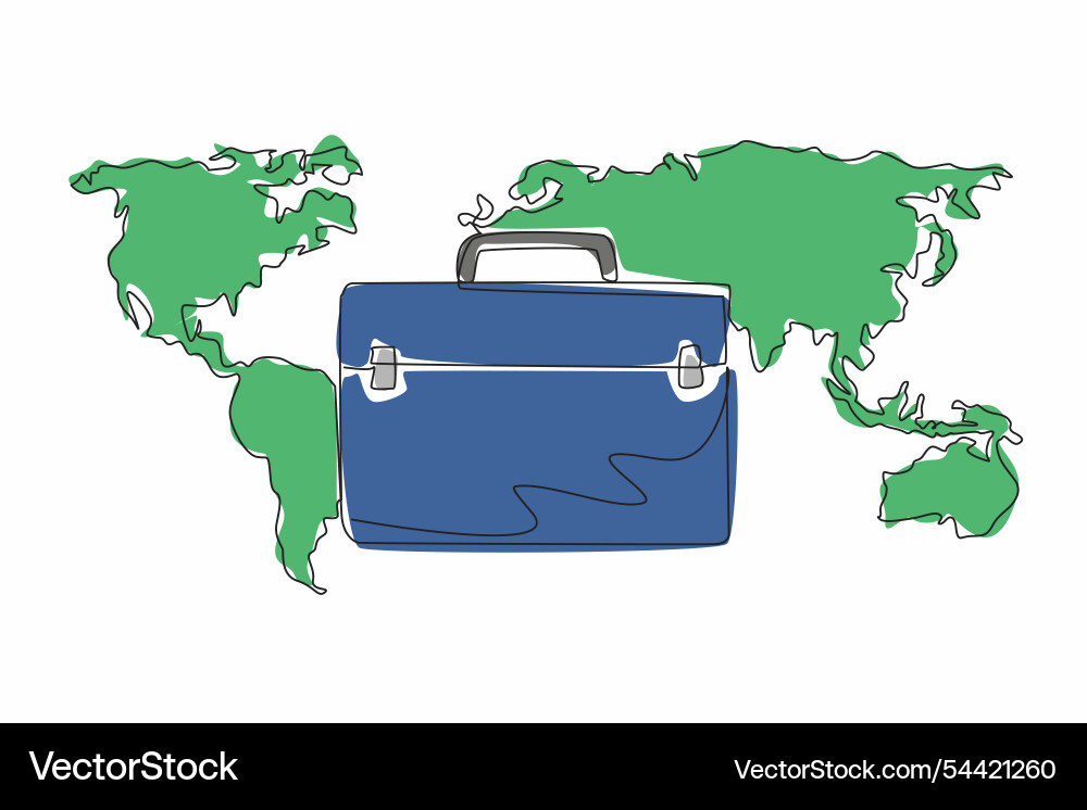 Single continuous line drawing briefcase Vector Image