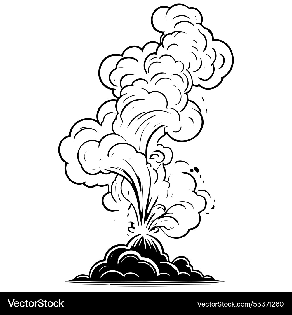 Smoke drawing line head art black realistic Vector Image