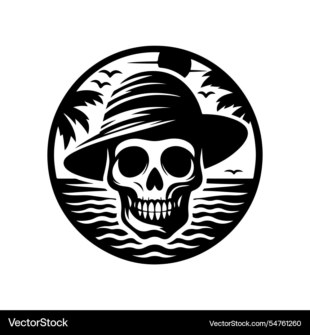 Trendy skull beach silhouette - perfect Royalty Free Vector