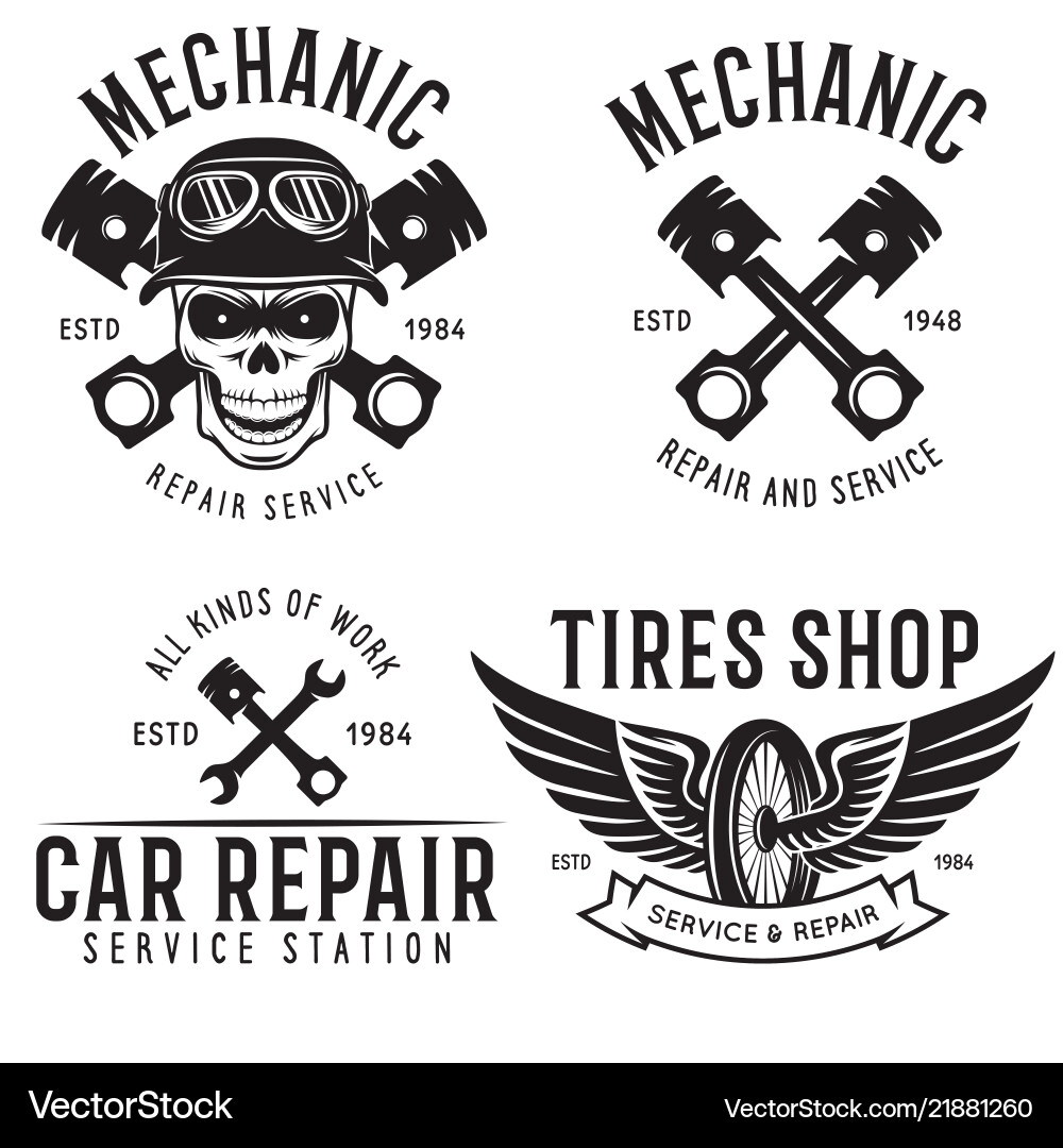 Vintage car service badges templates emblems Vector Image