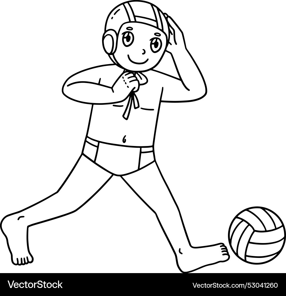 Water polo player securing cap with ball isolated Vector Image
