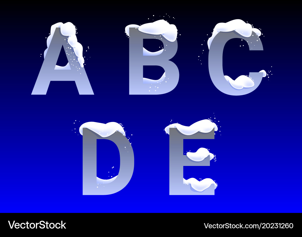 Winter Alphabet Letters with Snow Caps Royalty Free Vector
